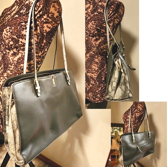 Tutilo | Bags | Tutilo New York Take Away Gray And Snakeskin Tote ...